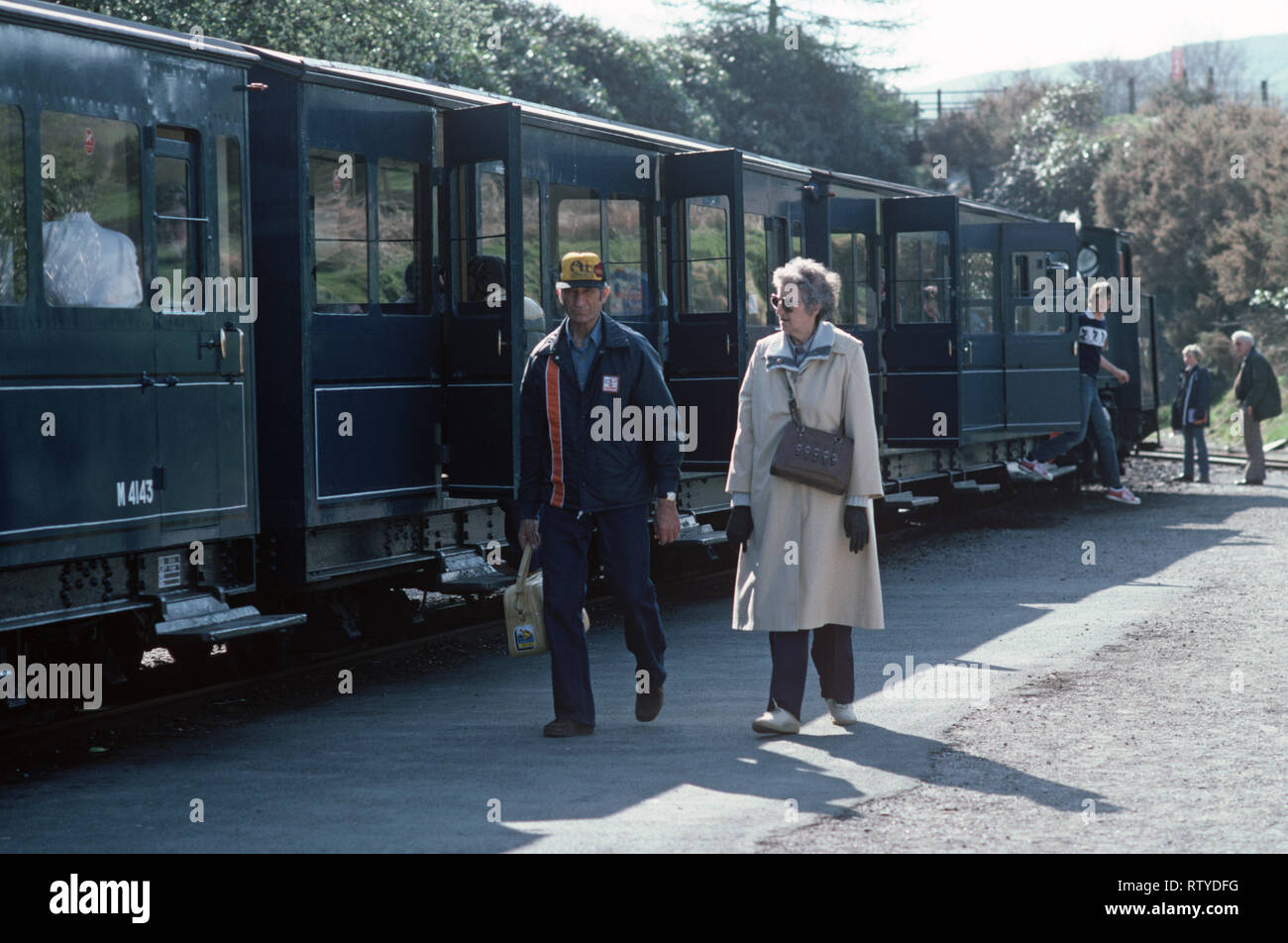 Steam train passengers at Devil's Bridge, Vale of Rheidol line, British ...