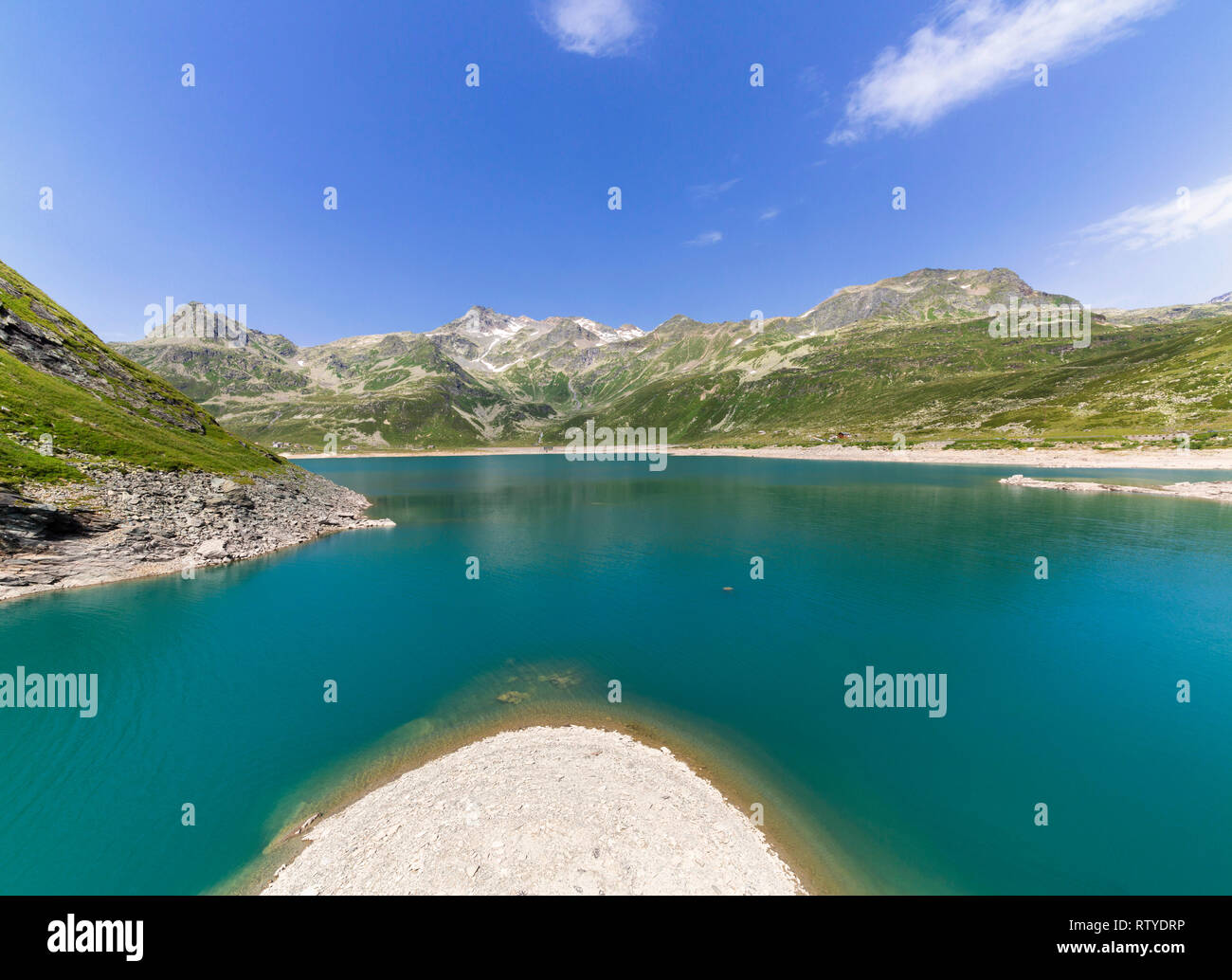 Panoramic of Lake Montespluga, Chiavenna Valley, Sondrio province ...