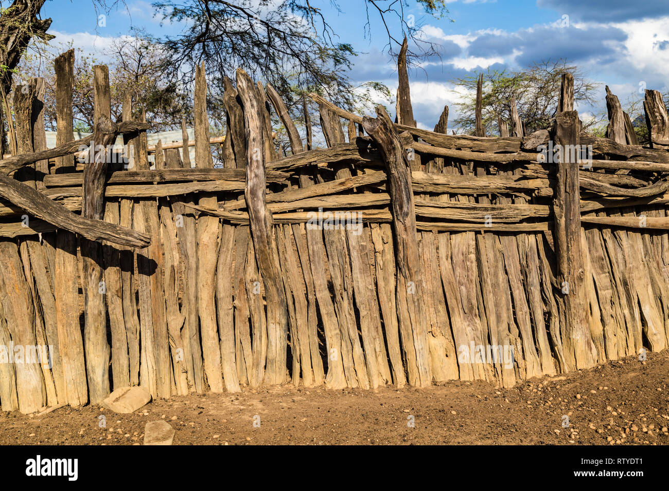 Rustic corral made with pieces of guayacan wood Stock Photo - Alamy