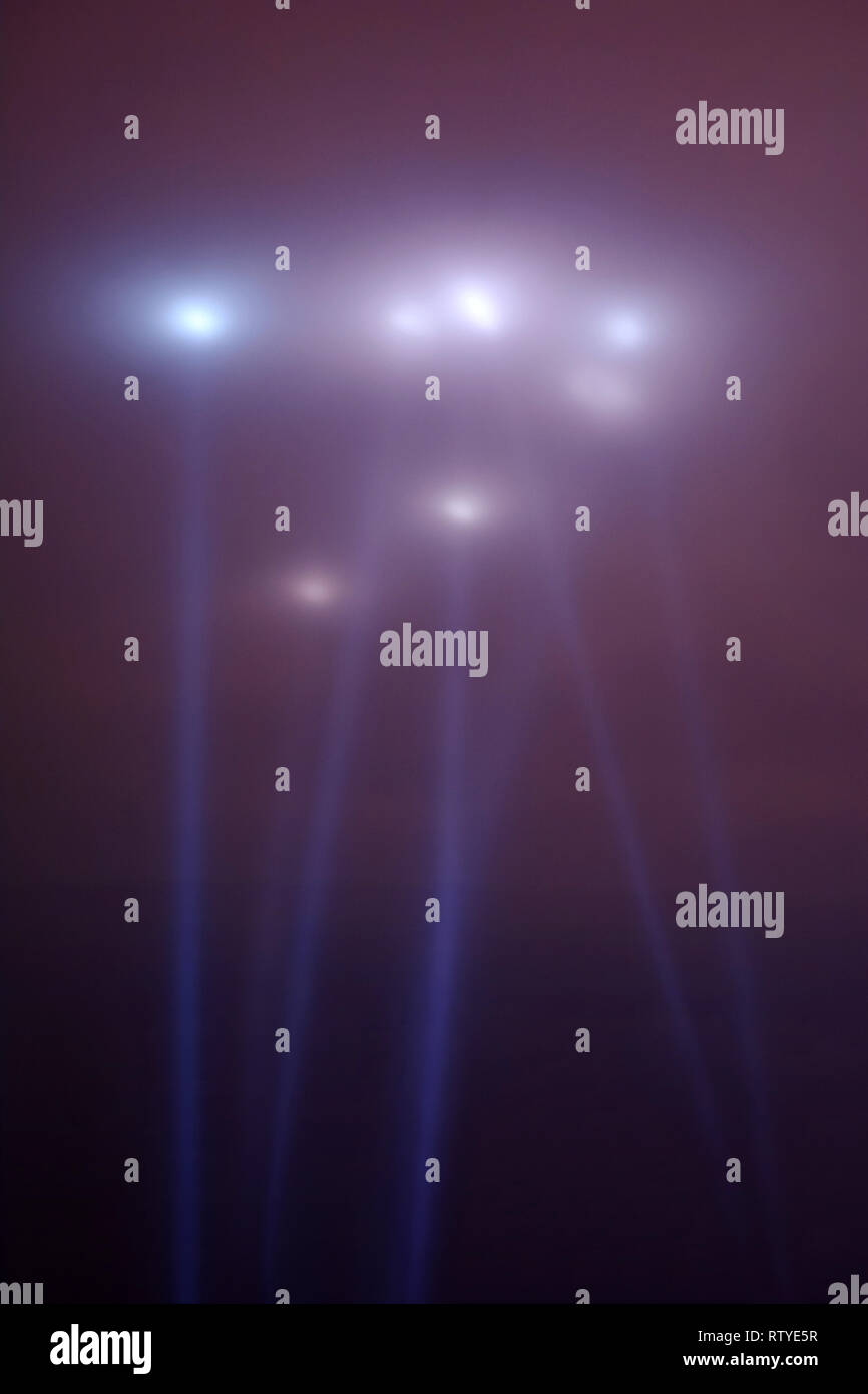 dramatic bright lights v shaped on the night sky Stock Photo - Alamy