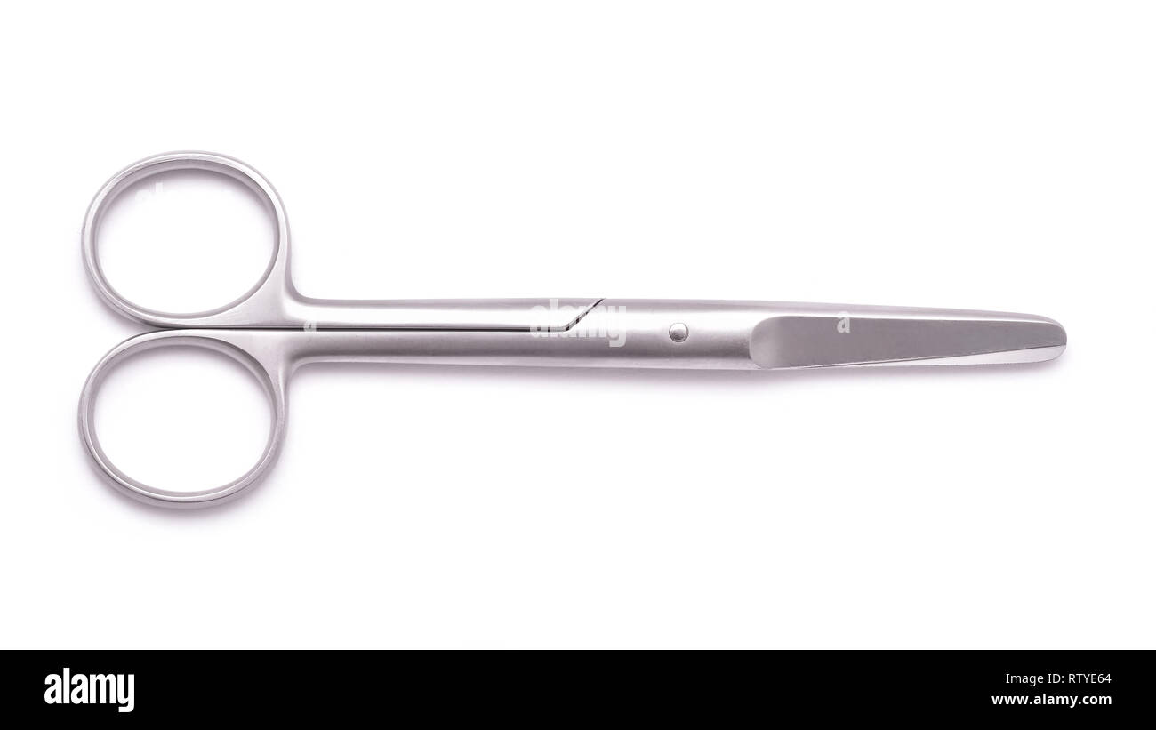closed round tip metal scissors isolated Stock Photo - Alamy
