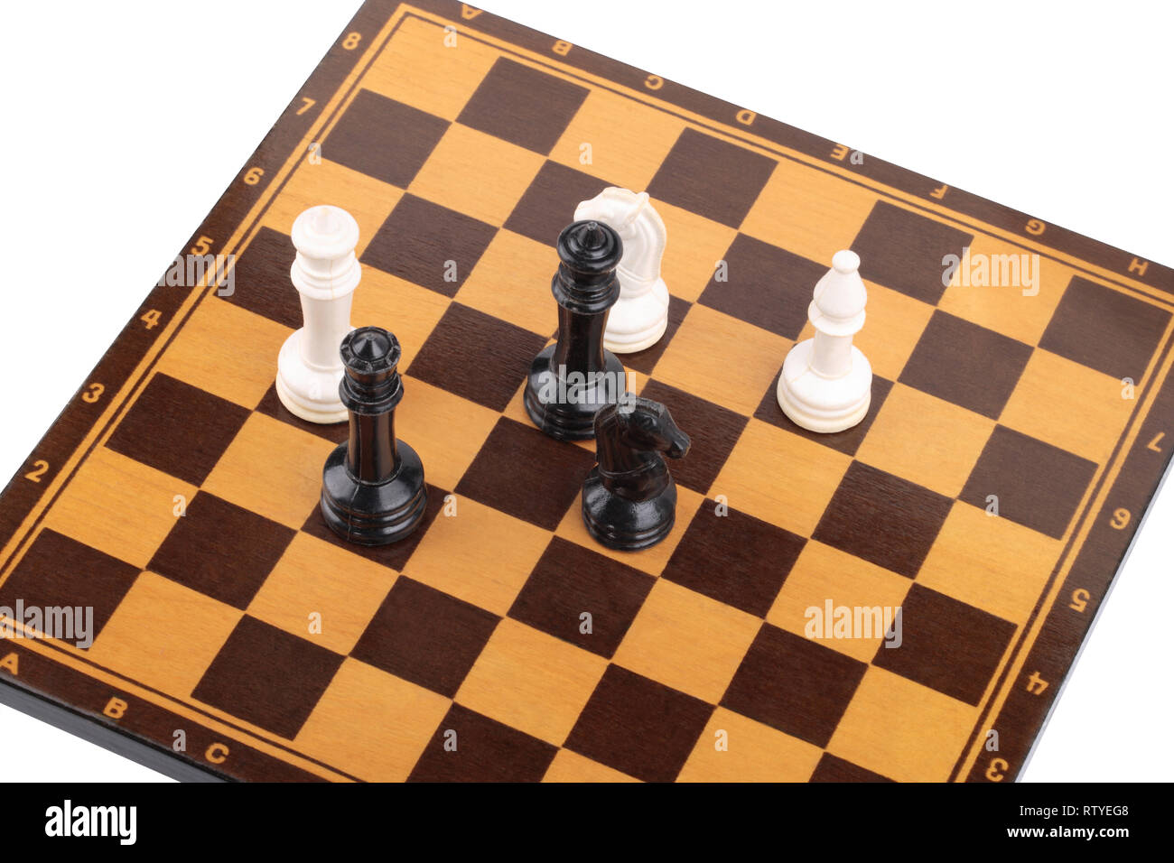 wooden checkerboard with figures Stock Photo - Alamy