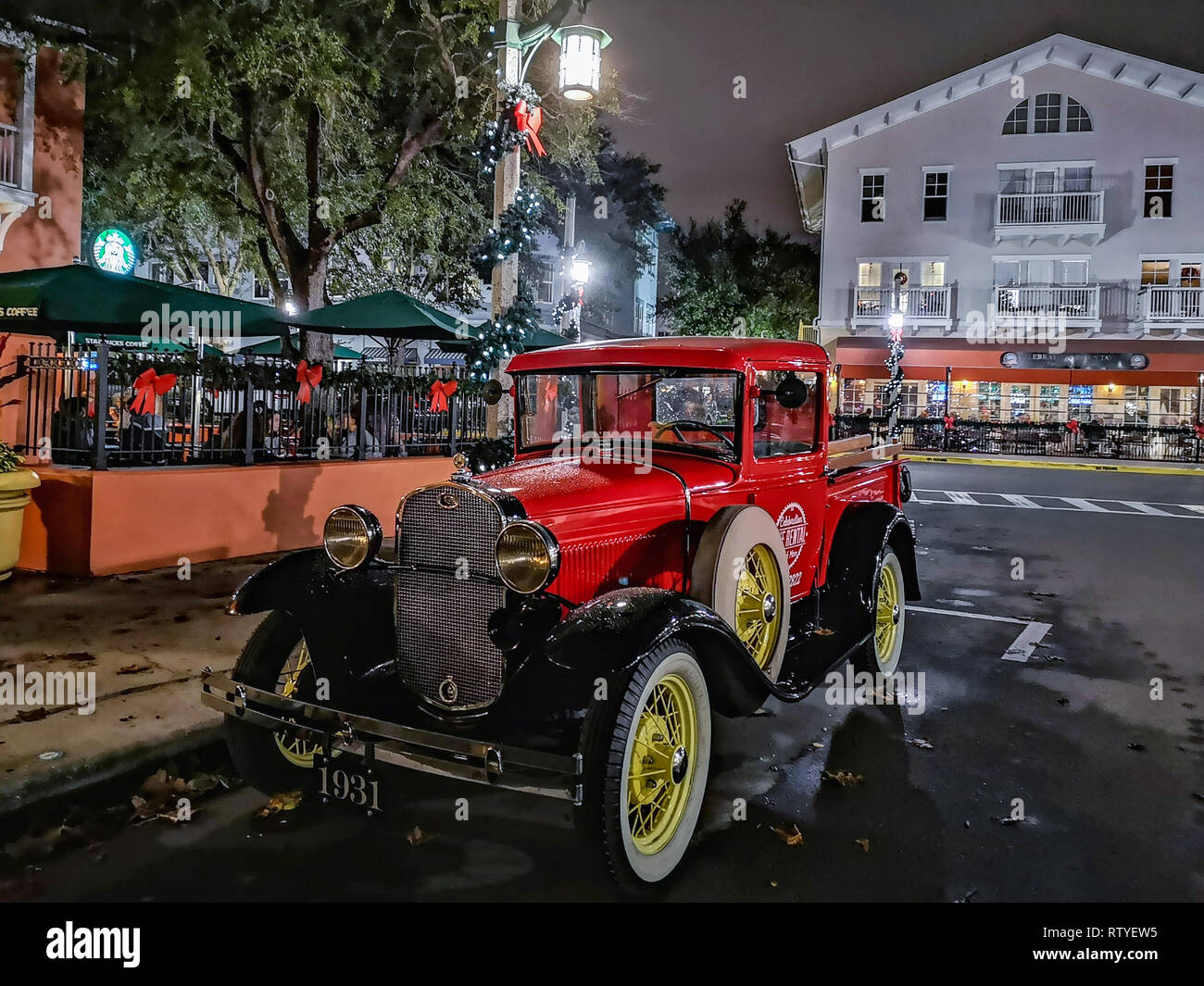 CELEBRATION, FLORIDA, USA - DECEMBER, 2018: Beautiful Vintage red old ...