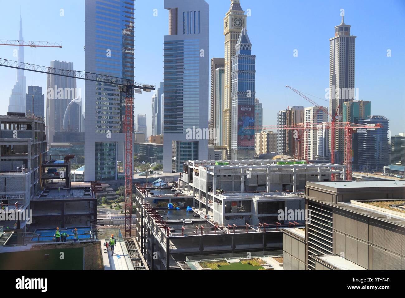 DUBAI, UAE - NOVEMBER 23, 2017: Ongoing construction in Trade Center ...