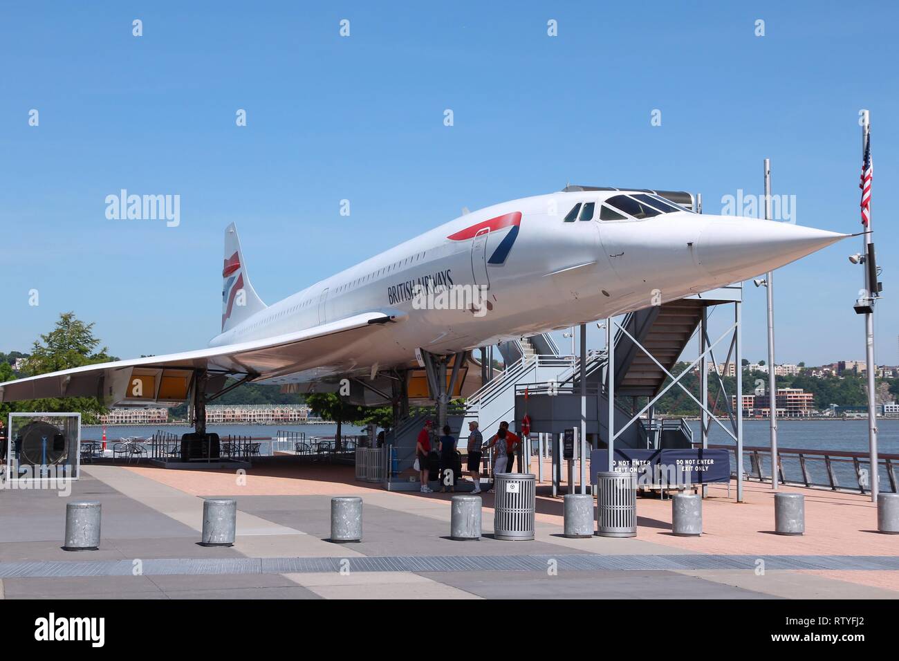 NEW YORK, USA - JULY 7, 2013: People visit Concorde at Intrepid Sea ...