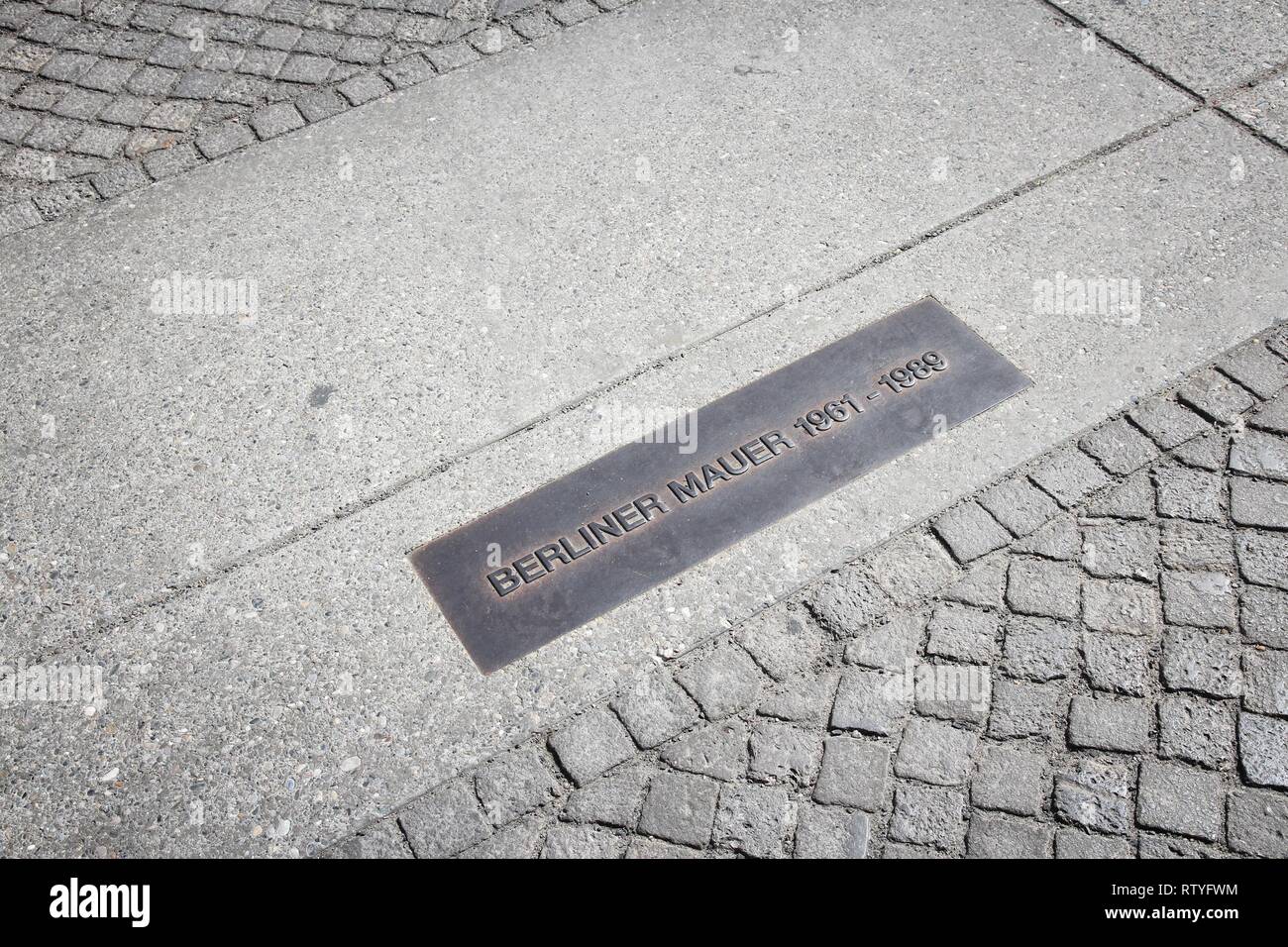 Berlin, Germany. Capital city landmark - former Berlin Wall location is ...
