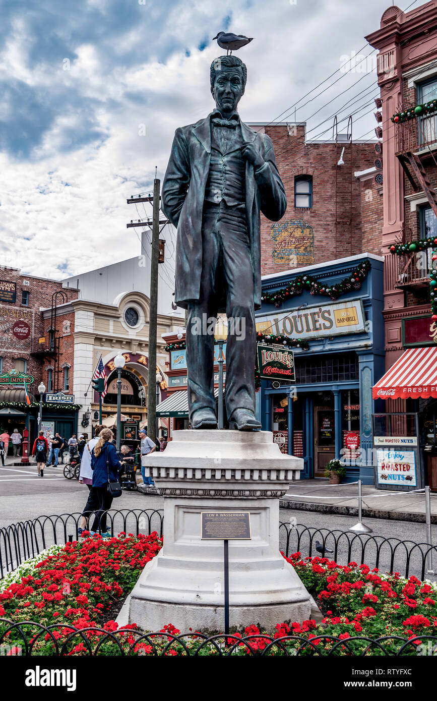 ORLANDO, FLORIDA, USA - DECEMBER, 2018: Lew Wasserman statue, Chairman ...