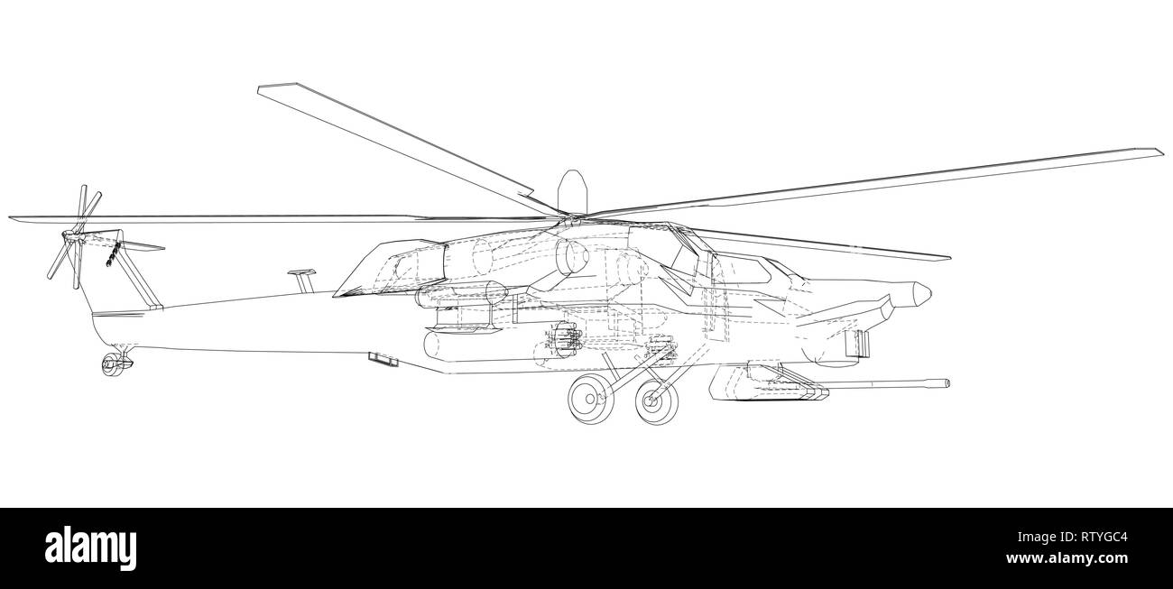 Blueprint of helicopter. Vector wireframe concept. Blue purple. Created ...