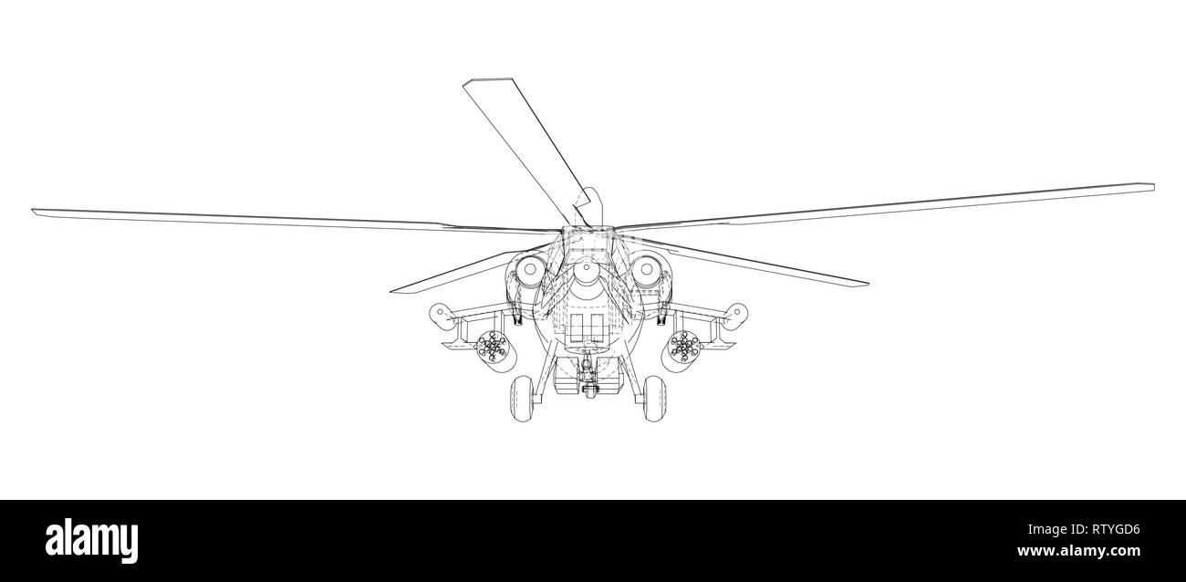 Blueprint of helicopter. Vector wireframe concept. Blue purple. Created ...