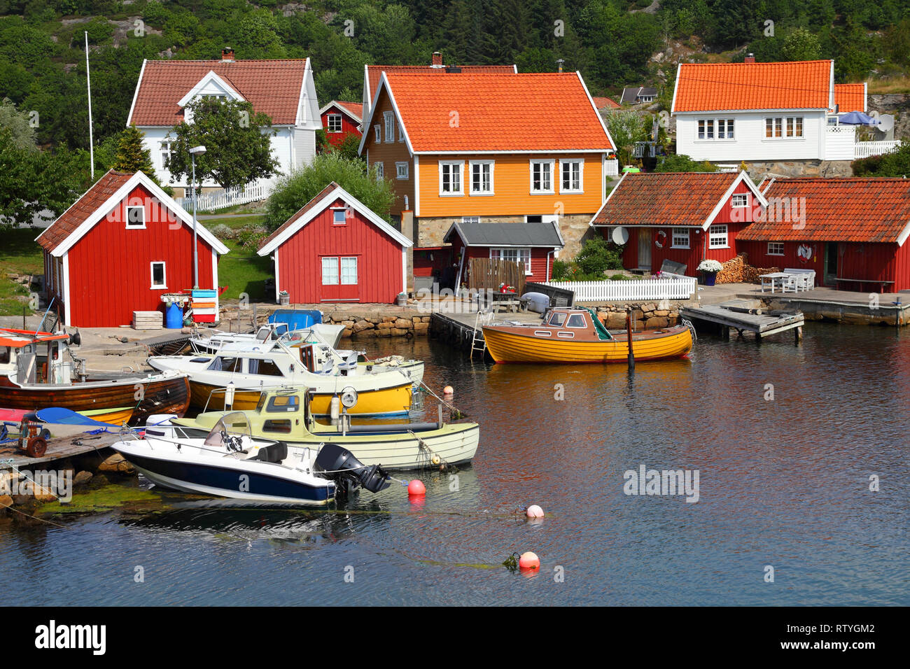 Norway - Skjernoya island in the region Sorlandet. Small fishing ...
