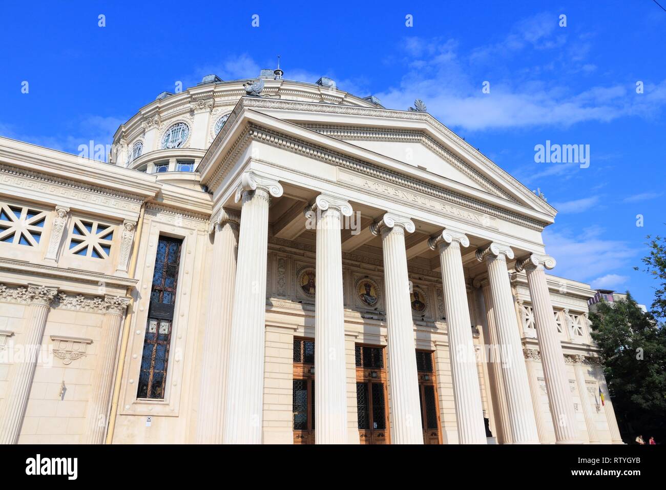 Bucharest, capital city of Romania. Romanian Atheneum, the main concert ...