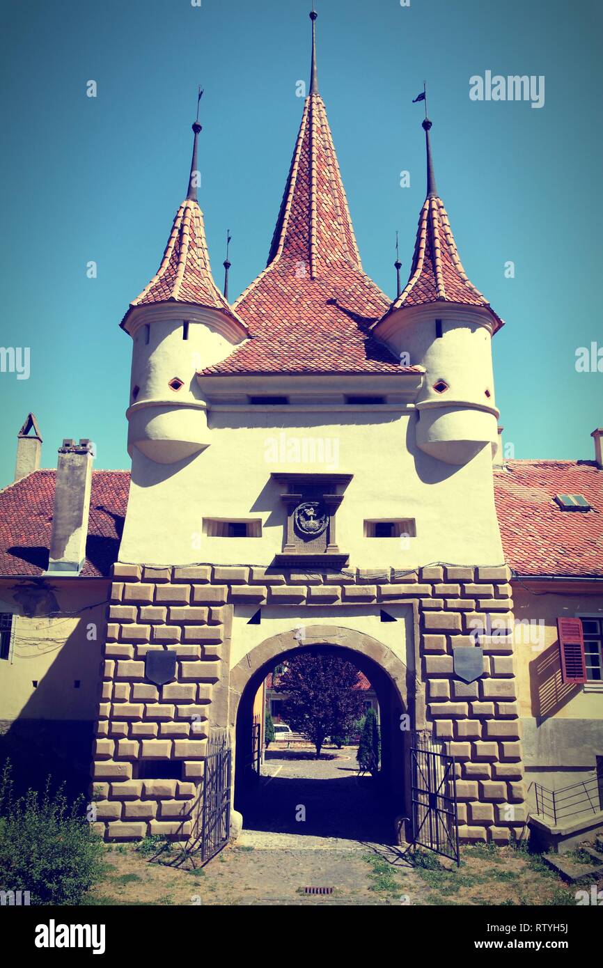 Brasov, town in Transylvania, Romania. Famous medieval defensive gate ...