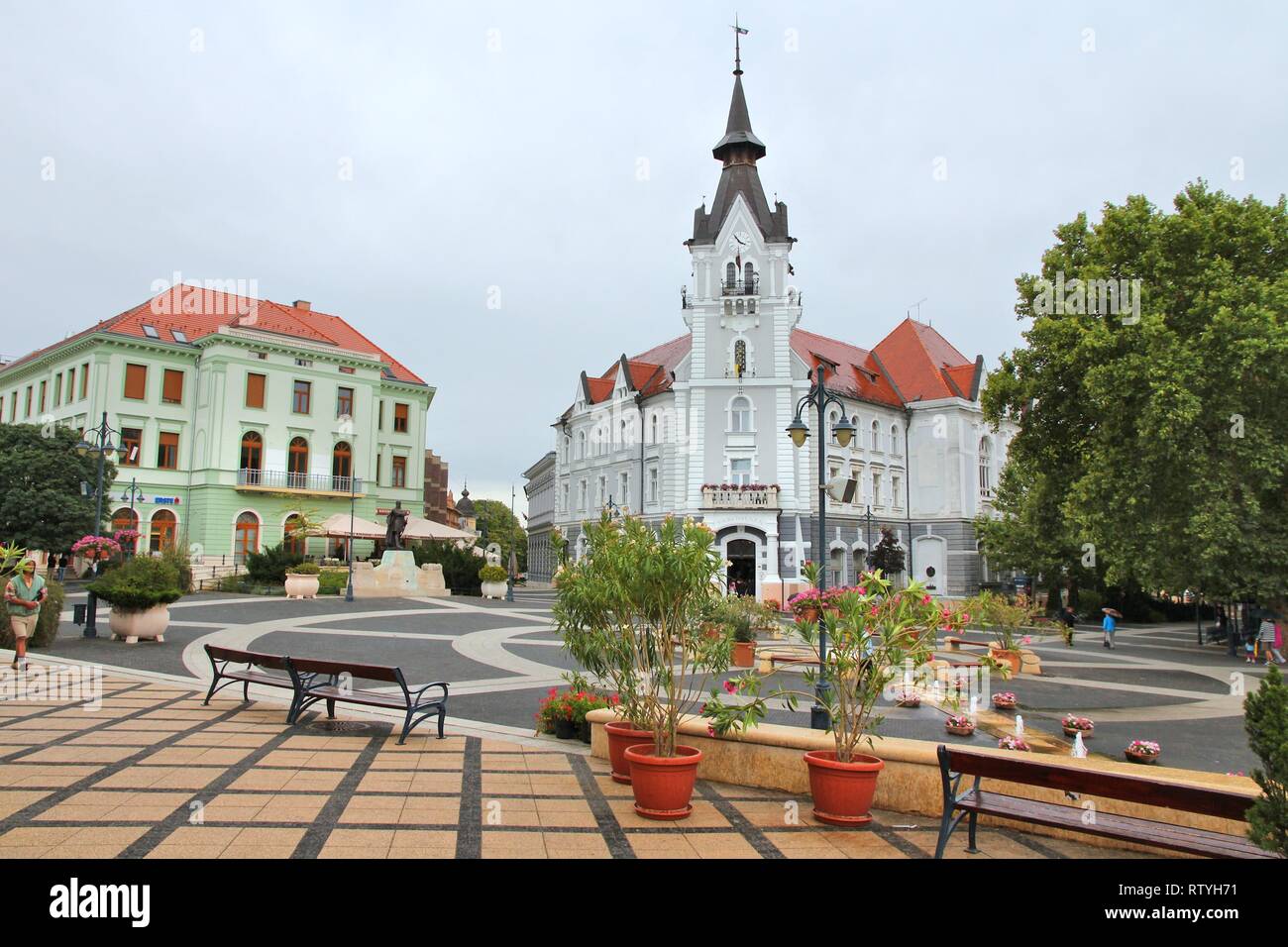 KAPOSVAR, HUNGARY - AUGUST 11, 2012: People visit Old Town in Kaposvar ...