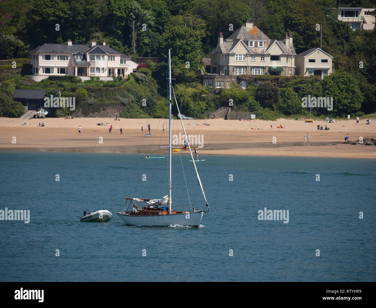 Summer shot of the Beautiful british seaside town of Salcombe in Devon ...
