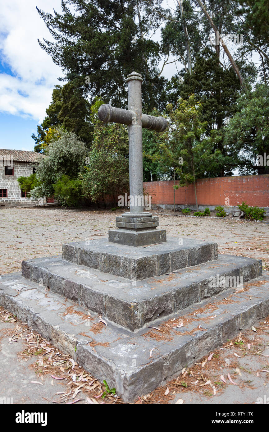 Carved stone cross, cylindrical Stock Photo - Alamy