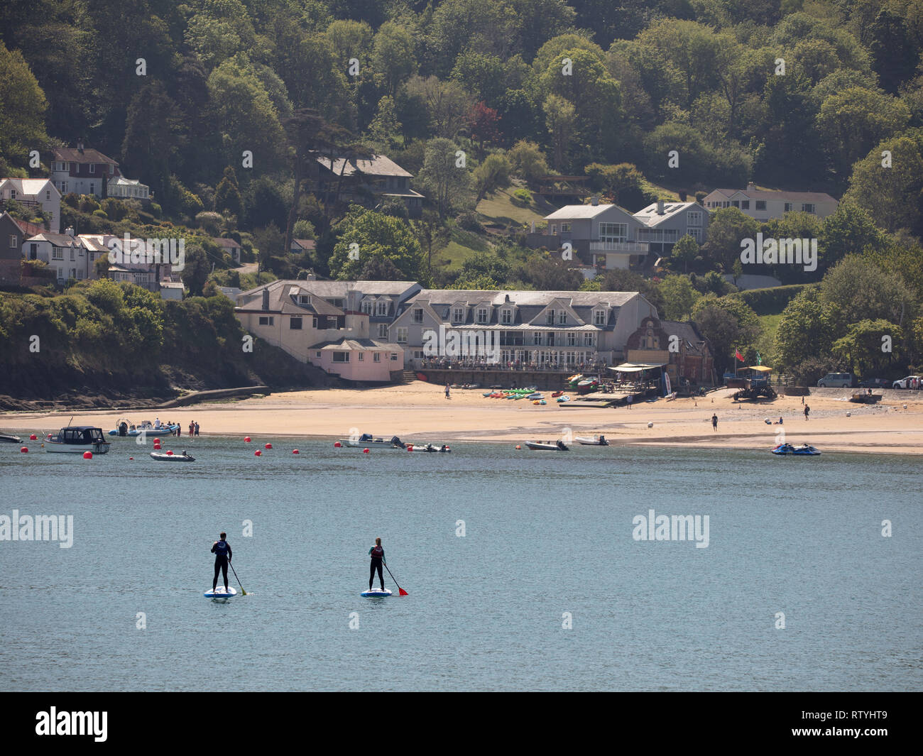 Summer shot of the Beautiful british seaside town of Salcombe in Devon ...