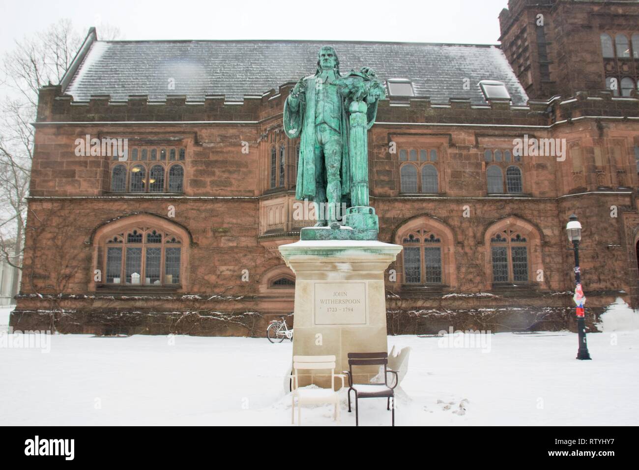 A bronze statue of John Witherspoon, Princeton University's sixth ...