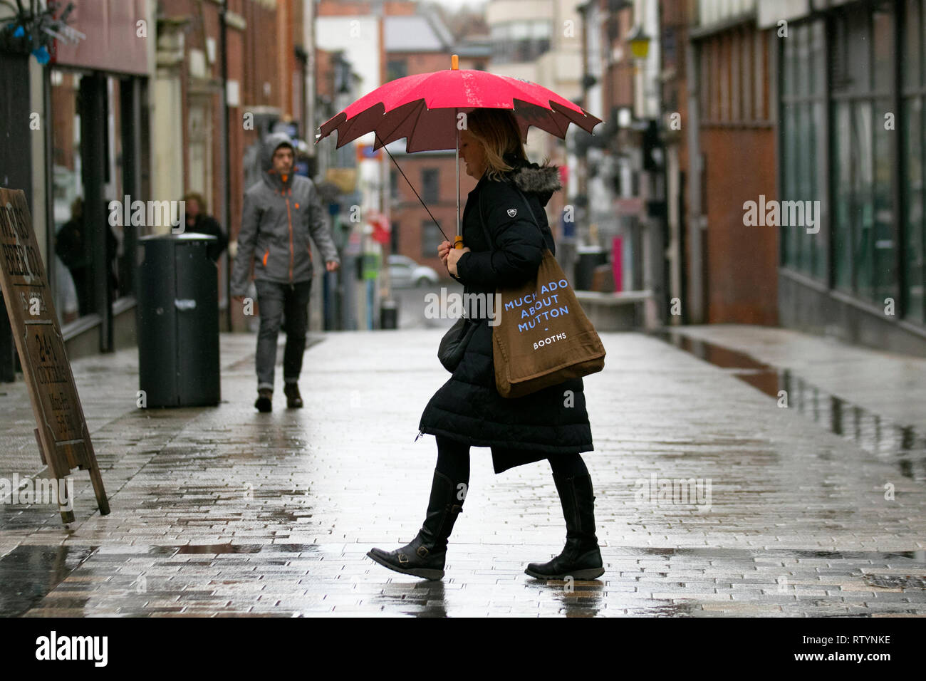 Preston, UK. 3rd March, 2019. UK Weather. Wet start to the day in the ...