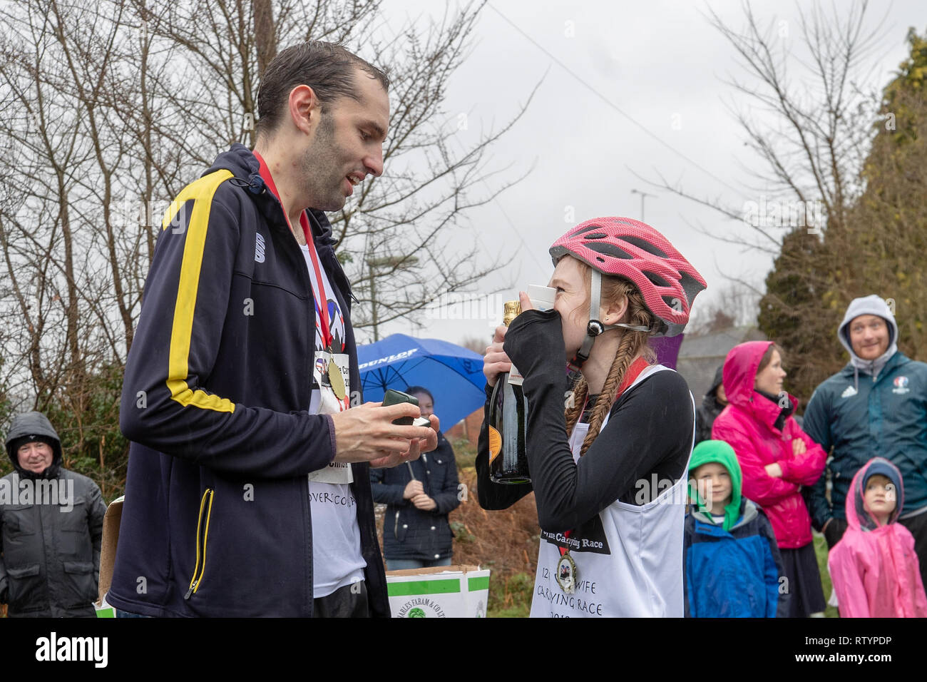 Dorking, UK, 3rd March 2019, Winners Chris Hepworth proposes to Tanisha ...