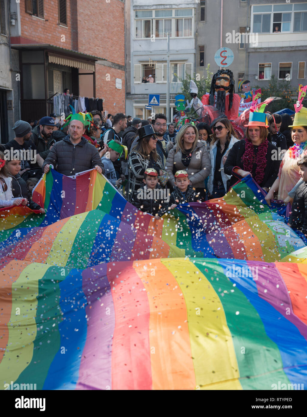 Naples, Italy. 3rd March 2019. 37th carnival in Scampia GRIDAS of a ...