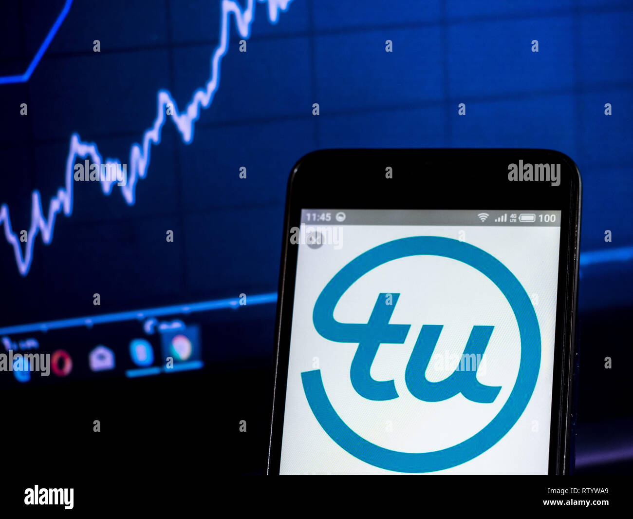 Ukraine. 3rd Mar, 2019. TransUnion Company logo seen displayed on a ...