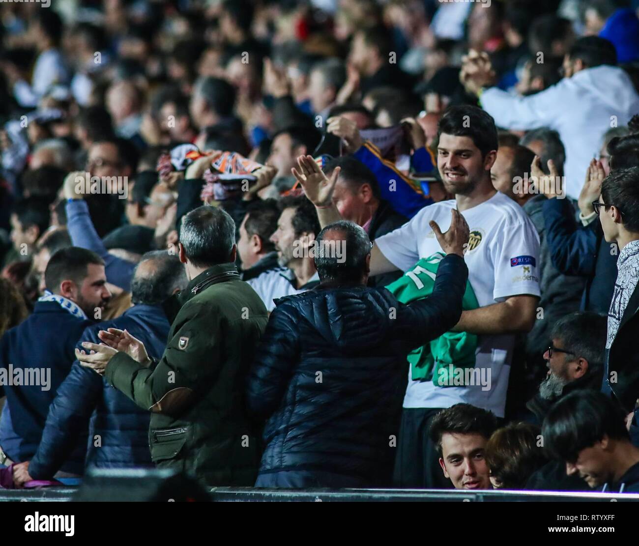Valencia fans during the football match between Valencia CF and ...