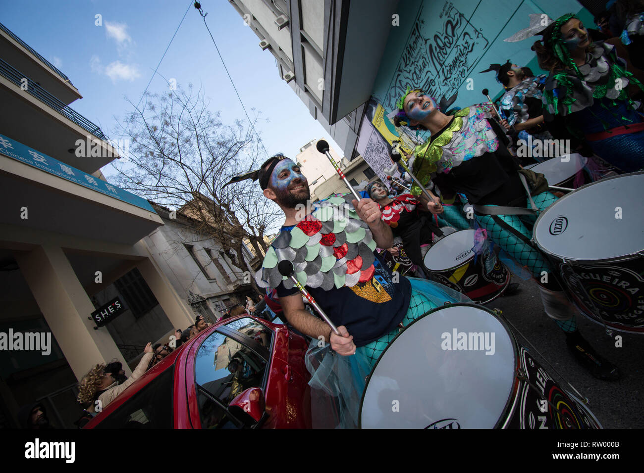 Athens, Greece. 3rd Mar, 2019. People are seen playing music during the ...