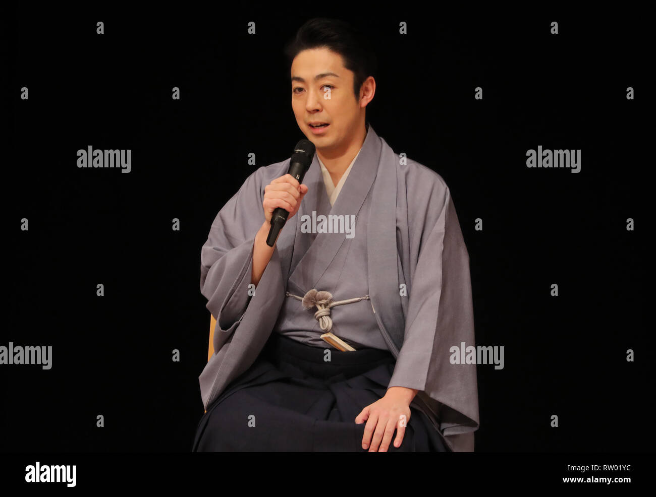 Tokyo, Japan. 3rd Mar, 2019. Japanese kabuki actor Onoe Kikunosuke ...