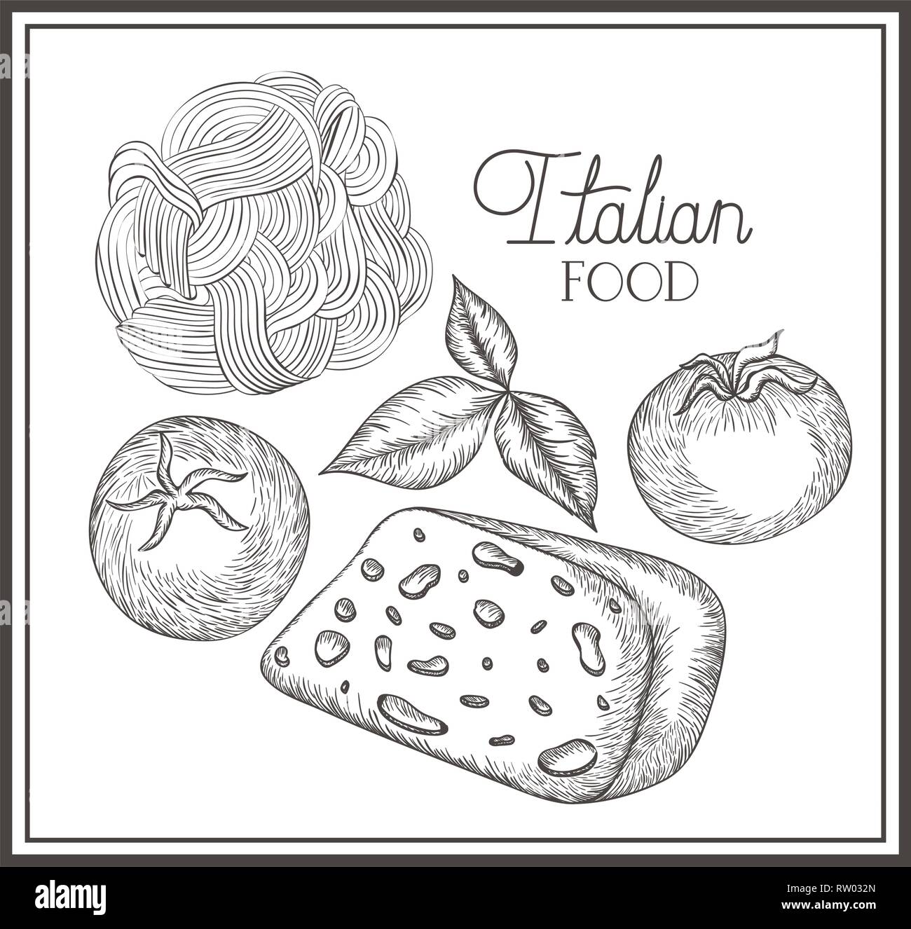 delicious italian food in drawing Stock Vector Image & Art - Alamy
