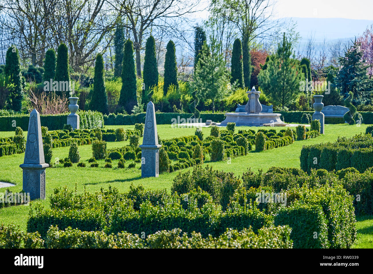 Nursery of shrubs in the spring Stock Photo - Alamy