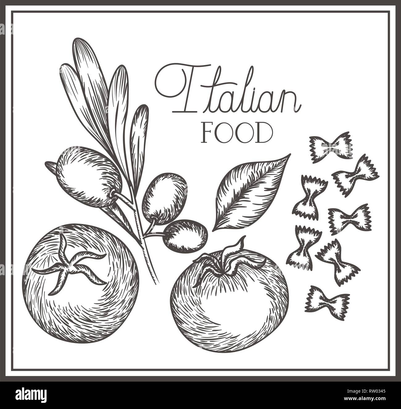 delicious italian food in drawing Stock Vector Image & Art - Alamy