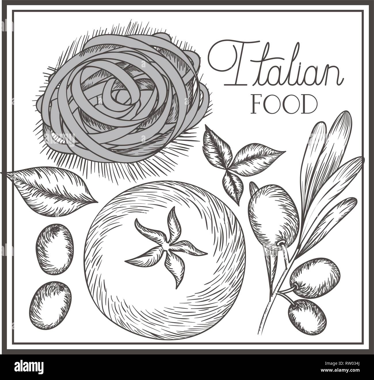 delicious italian food in drawing Stock Vector Image & Art - Alamy