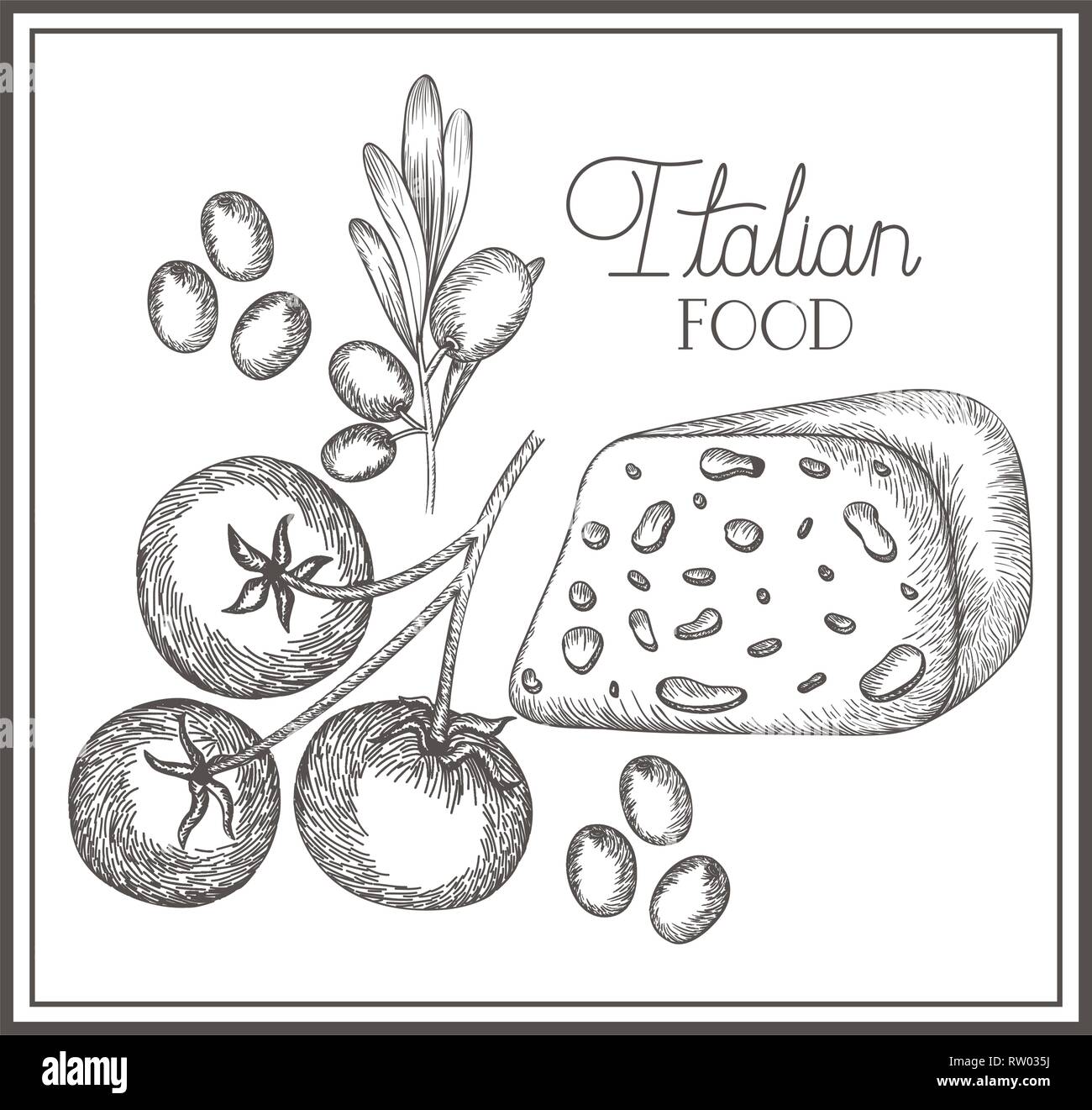 delicious italian food in drawing Stock Vector Image & Art - Alamy