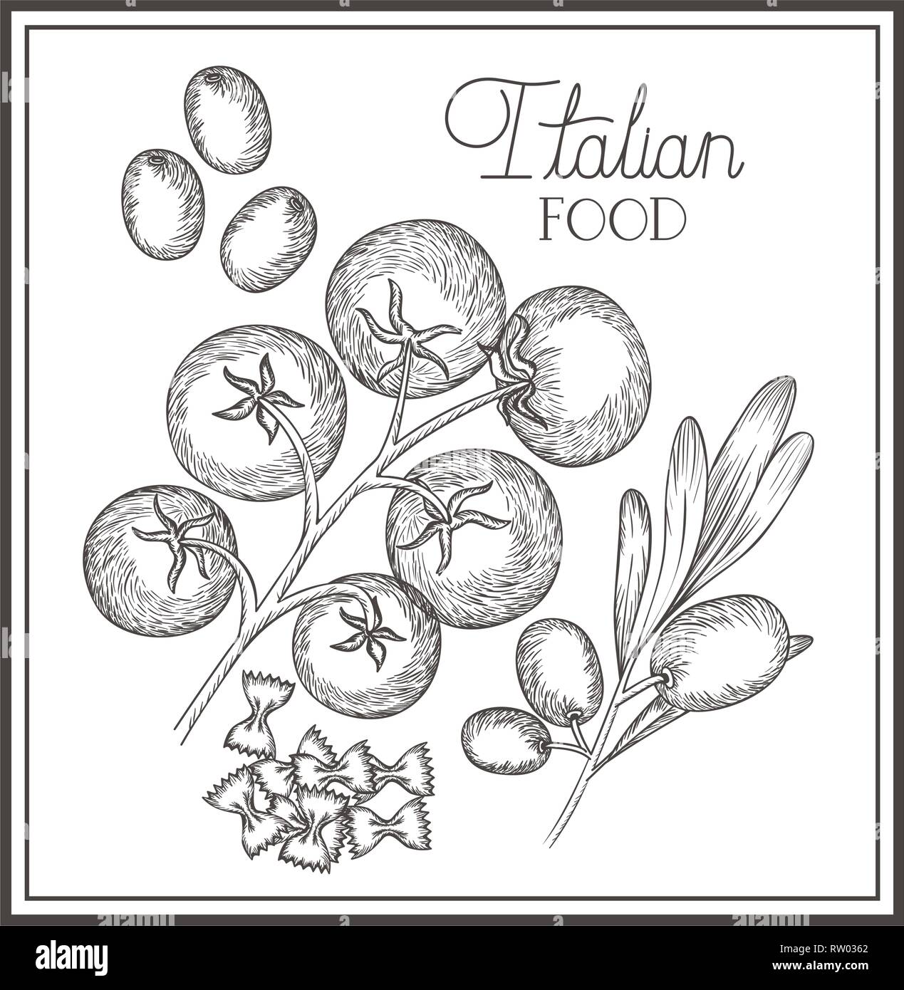 delicious italian food in drawing Stock Vector Image & Art - Alamy