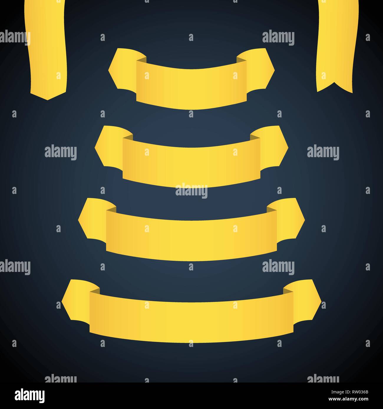 Vector yellow ribbon banners set. Beautiful blank for decoration ...