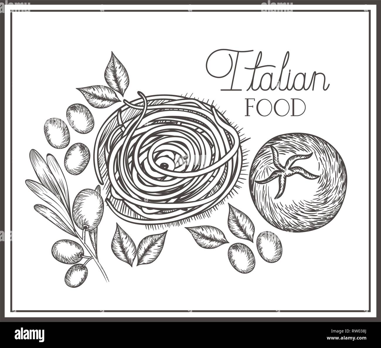 delicious italian food in drawing Stock Vector Image & Art - Alamy