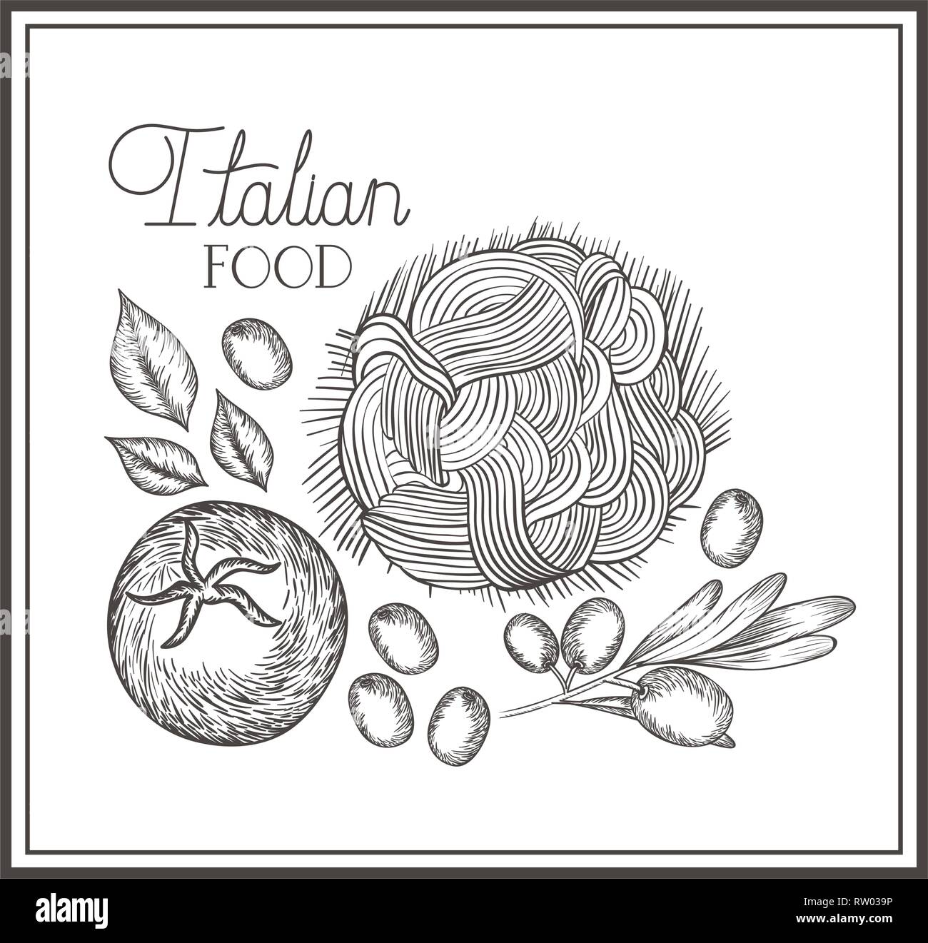 delicious italian food in drawing Stock Vector Image & Art - Alamy