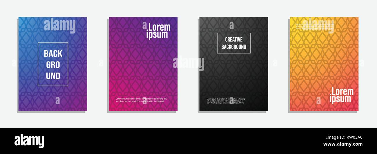 Colorful and modern cover design. Set of geometric pattern background ...