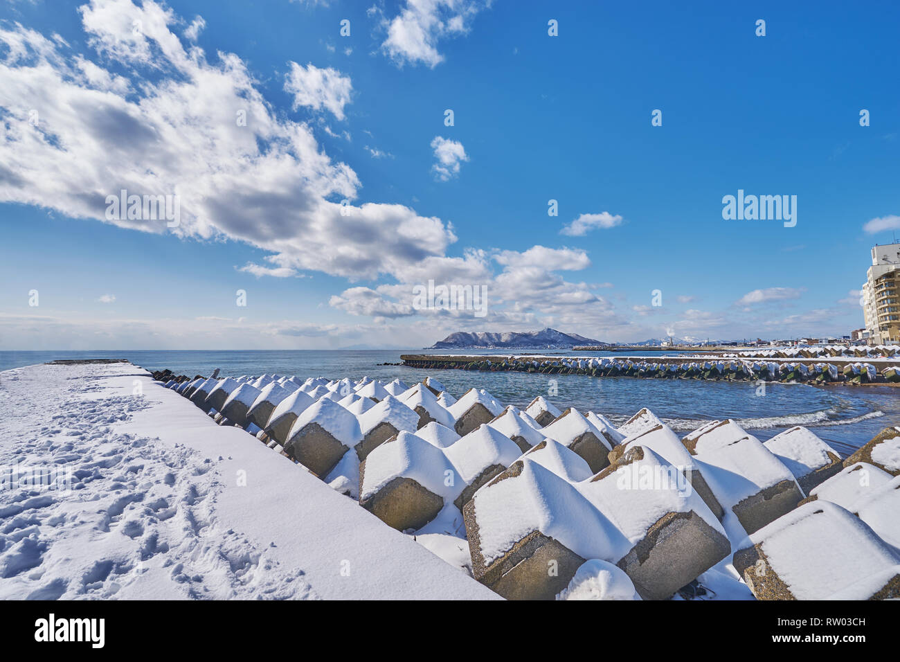 Beautiful landscape scenic of Hakodate mountain at the end of Matsukura ...