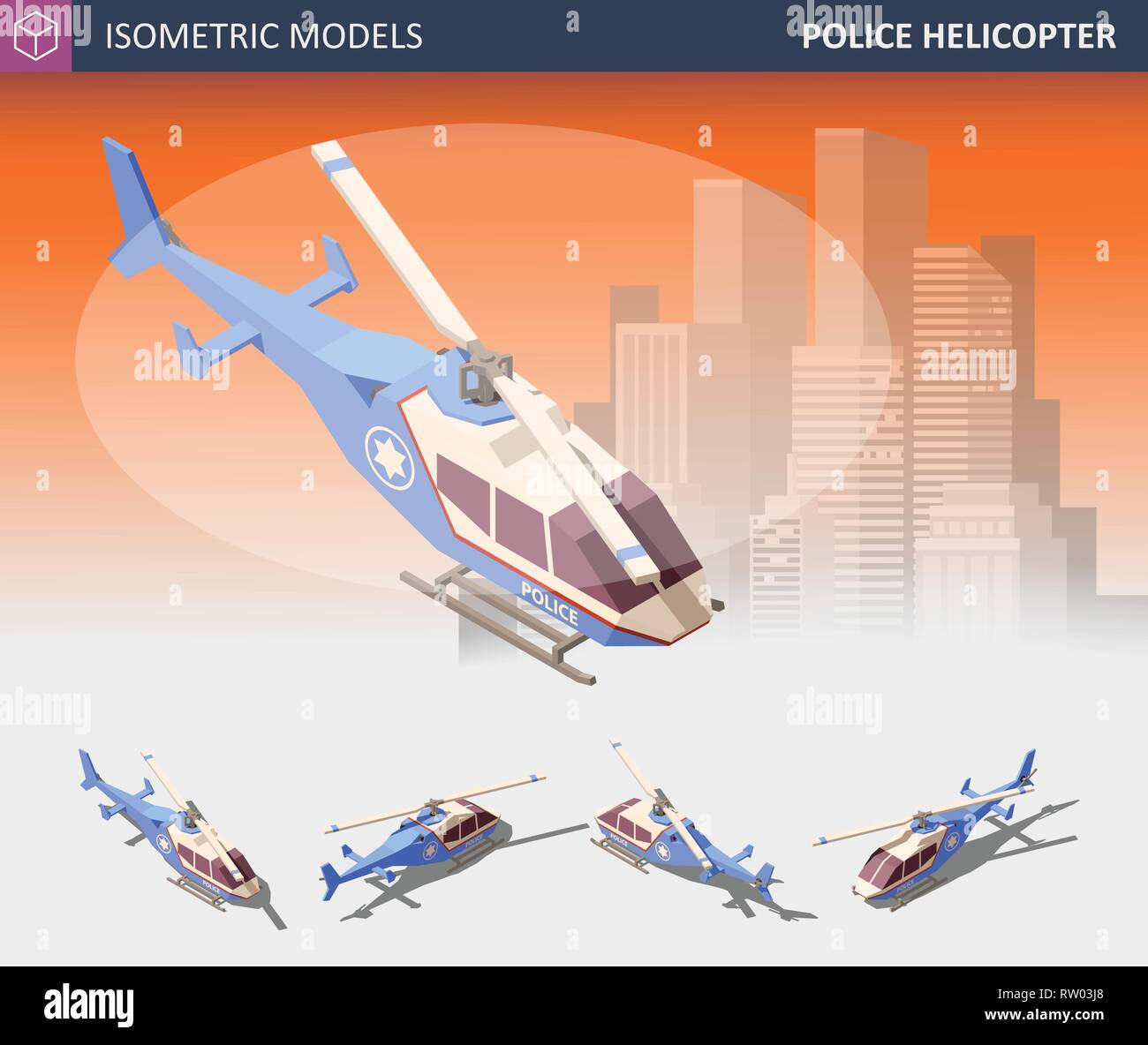 Isometric Police Helicopter Set. Police Transport Isolated on White ...