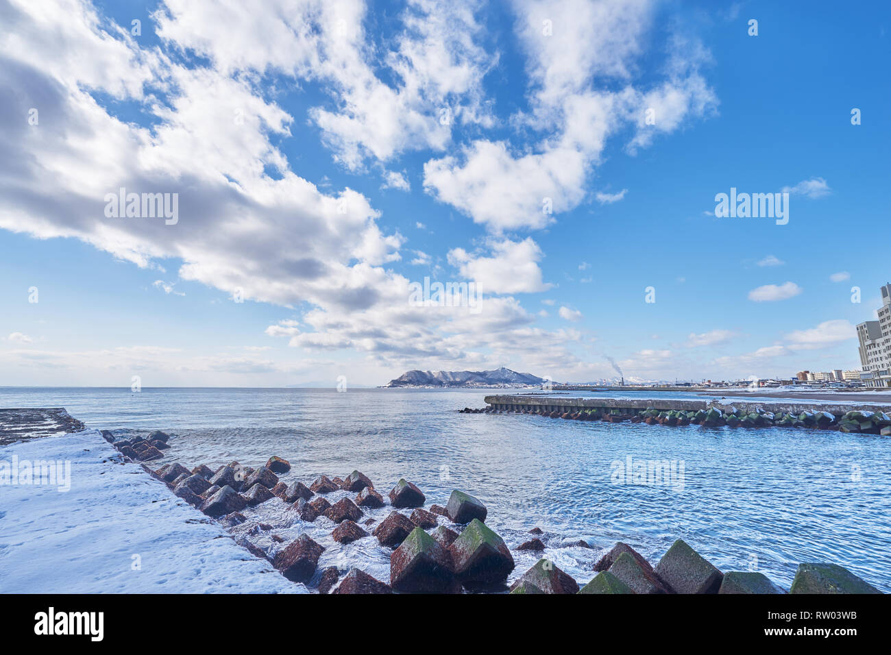 Beautiful landscape scenic of Hakodate mountain at the end of Matsukura ...