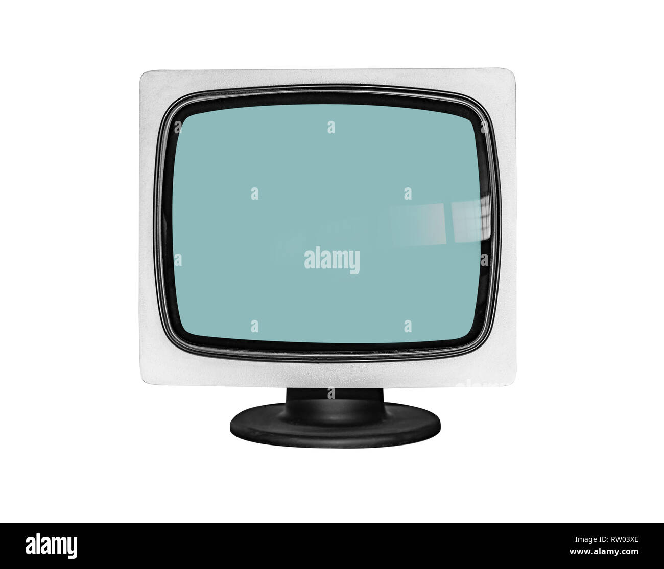 Old monitor or TV-set isolated on white background Stock Photo - Alamy