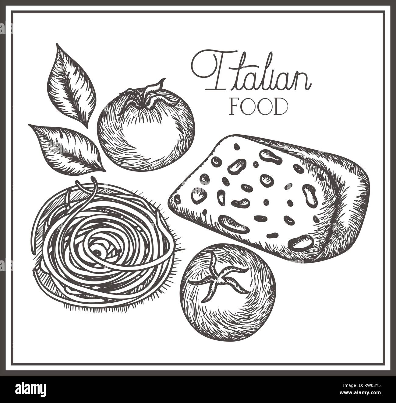 delicious italian food in drawing Stock Vector Image & Art - Alamy