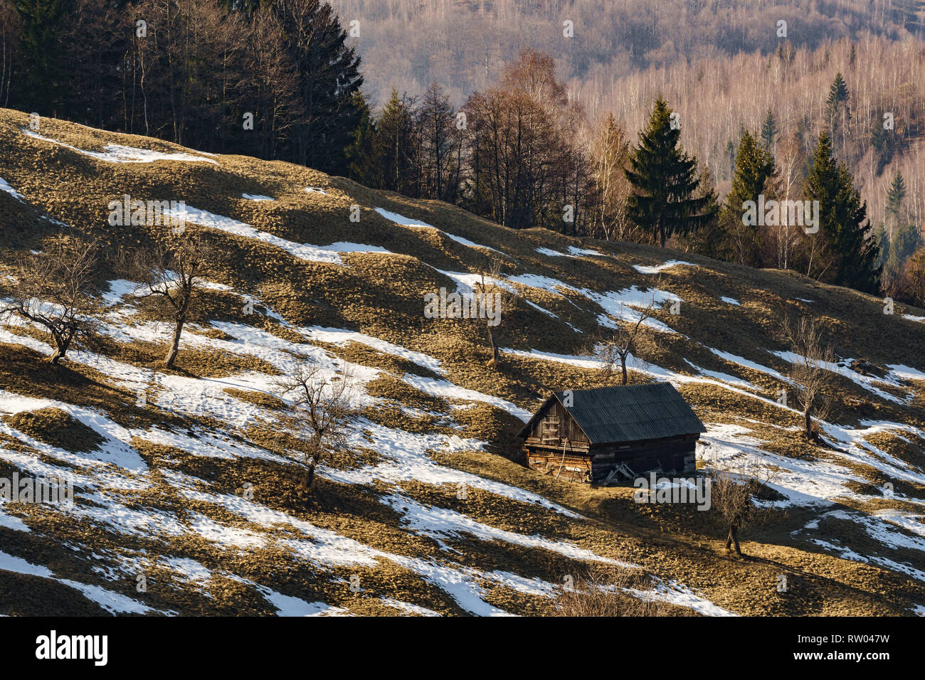 A barn in the countryside, early spring Stock Photo - Alamy
