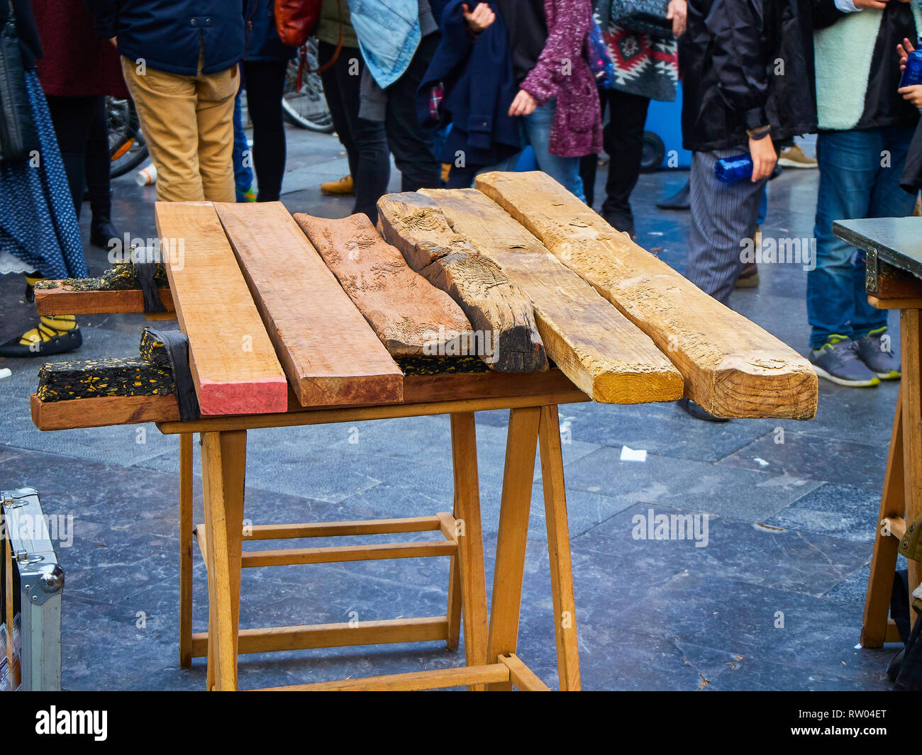A Txalaparta, a traditional instrument of the Basque Country. Spain ...