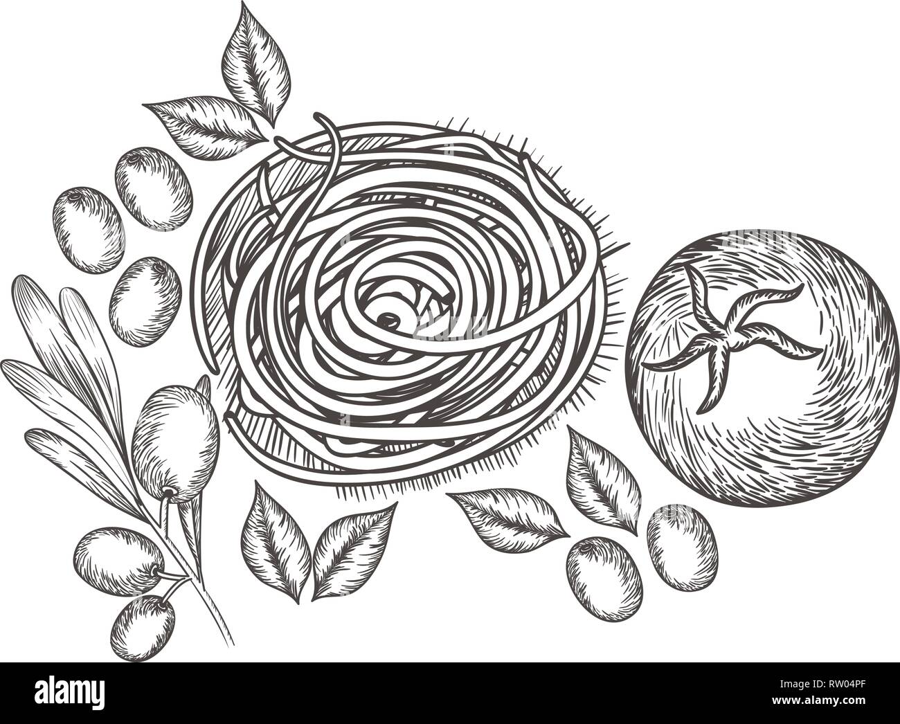 delicious italian food in drawing Stock Vector Image & Art - Alamy