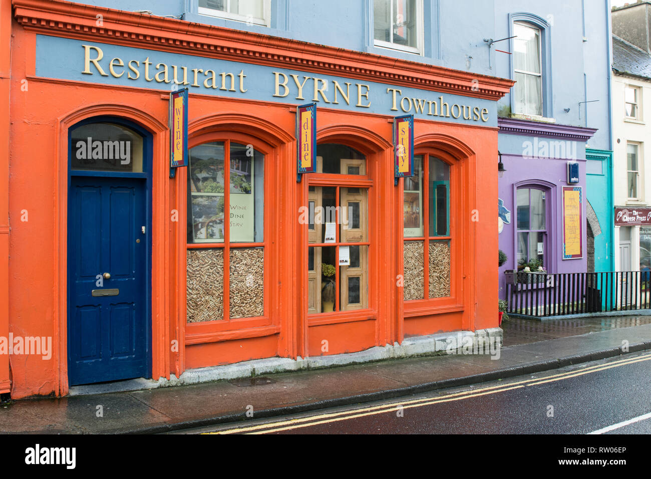 Colourful front to Byrne's Restaurant in Ennistymon in County Clare in ...