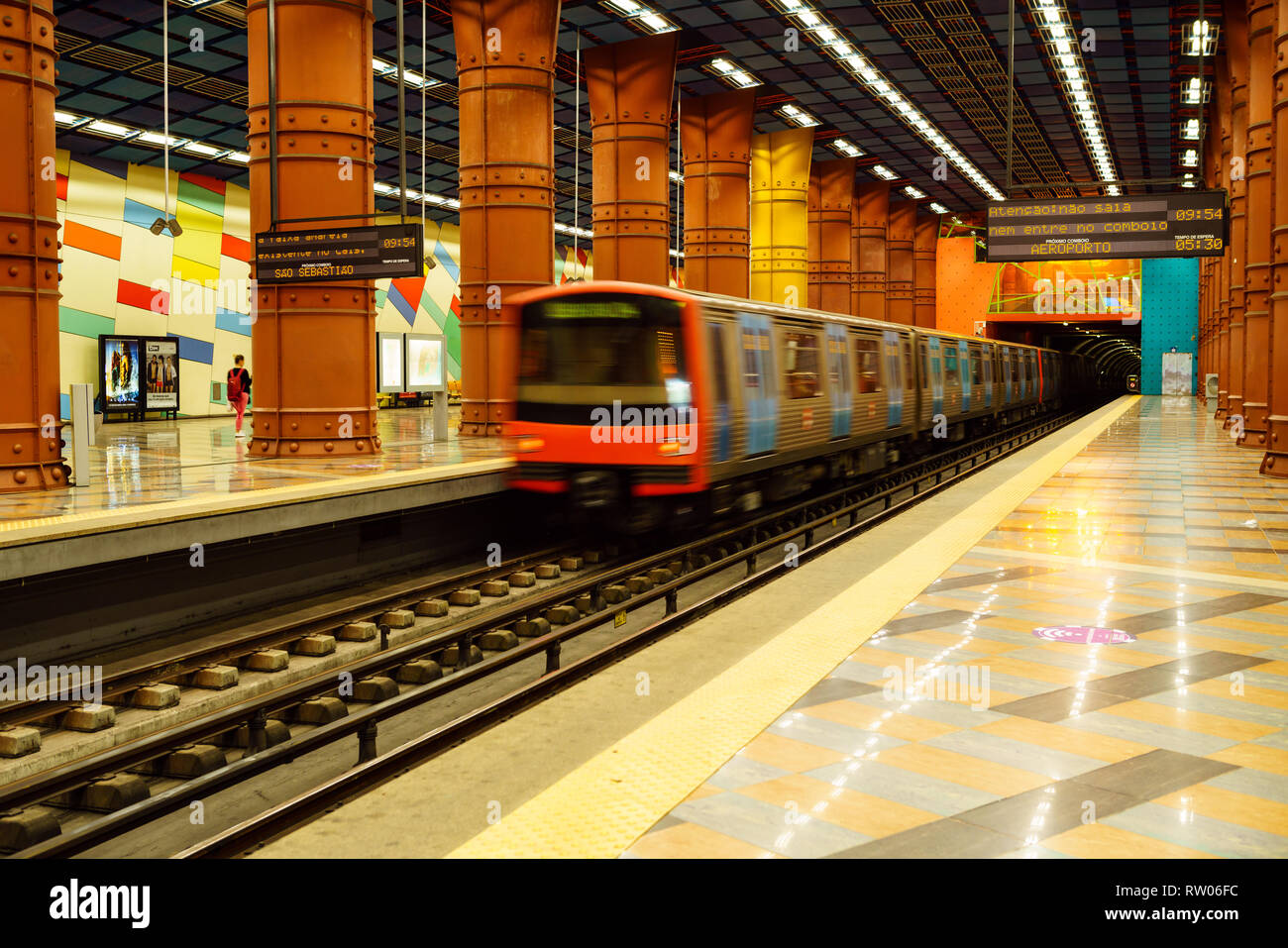 The Olaias Metro Station on the red line of the Lisbon Metro system ...