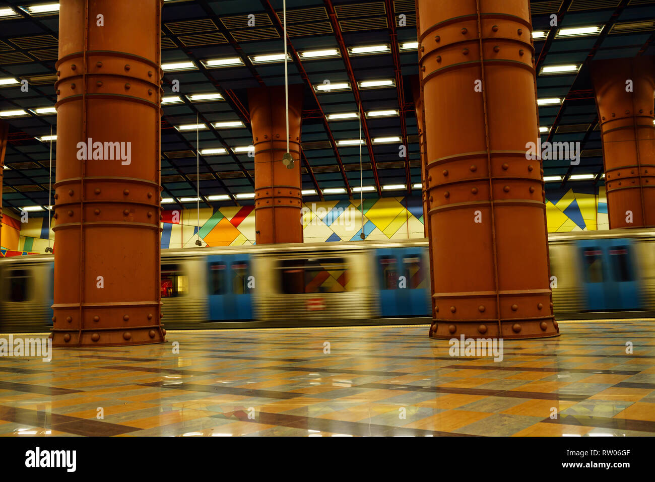 The Olaias Metro Station on the red line of the Lisbon Metro system ...