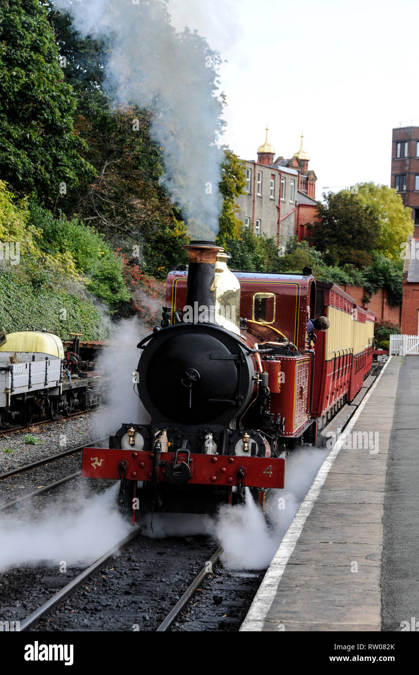 The little steam train starting its journey at Douglas mainline rail ...